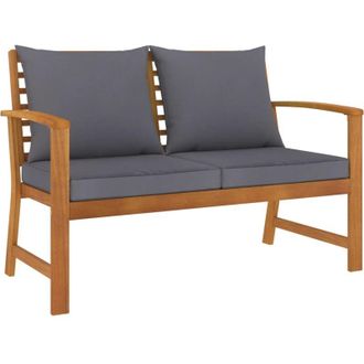 vidaXL Vidaxl - Banc de jardin 120cm et coussin gris fonc&eacute; Bois solide dacacia