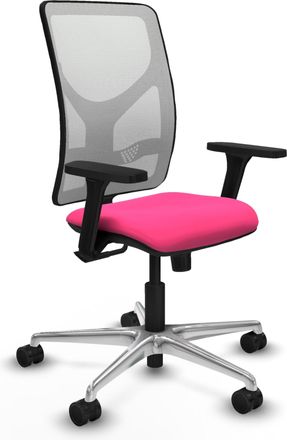 Piqueras y Crespo Schreibtischstuhl mit Rollen, mit 3D-Armlehnen, h&ouml;henverstellbare Lendenwirbelst&uuml;tze, mit 3 Positionen und Schneideschaum, Wei&szlig; / Rosa