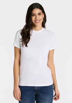 Replay T-Shirt REPLAY, Damen, Gr. XL, wei&szlig;, Single Jersey, Obermaterial: 100% Baumwolle, unifarben, regular fit normal, Rundhals, abgesteppte Kante, Shirts T