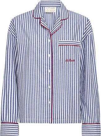 MC2 Saint Barth Femme, Blouses et Chemises, Multicolore, Taille: 38 FR Stripes v Piping Shirt