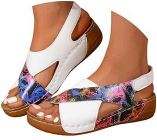 Generic Sandales compens&eacute;es pour femme, bout ouvert &agrave; talon compens&eacute;, sandales plates &agrave; semelle &eacute;paisse, chaussures de plage d&eacute;contract&eacute;es &agrave; semelle souple, p