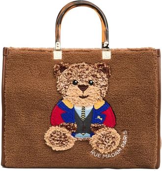 Rue Madame París Shopper & Totes - Textured Teddy Bear Tote Bag With Tortoiseshell Ha - Gr. unisize - in Braun - für Damen