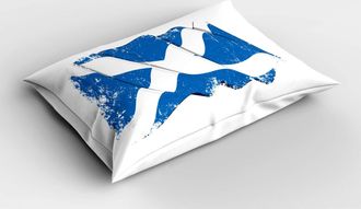 Abakuhaus Schottland Kissenbezug, Winken Scotch Flag Emblem, Dekorativer Standard King Size Gedruckter Kissenbezug, 80 x 40 cm, Kobalt-Blau und Weiß