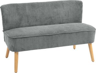 HOMCOM Sofa 2 Sitzer Couch, Kleine Loveseat mit Cord-Optik Modern Polstersofa für Wohnzimmer, Schlafzimmer, kleinen Raum, Grau 117 x 56,5 x 77 cm