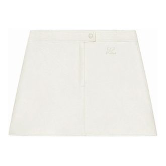 Courr&egrave;ges Femme, Jupes, Beige, Taille: 40 FR Mini-jupe en twill de coton enduit