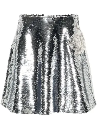 Genny minijupe &agrave; ornements de sequins - Argent