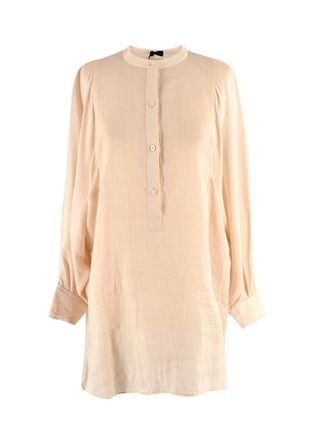 Joseph Button Up Beige Silk Blend Tunic Size XS