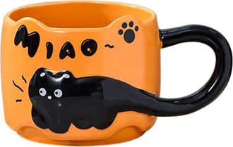 Generic Cute Cat Tea Cup - Cat Coffee Cup | Cutte Ceramic Coffee Cups | Stackable Milk Cups | Cute Decorative Ceramic Cartoon Coffe Drinking Mug Dinnerware Fo