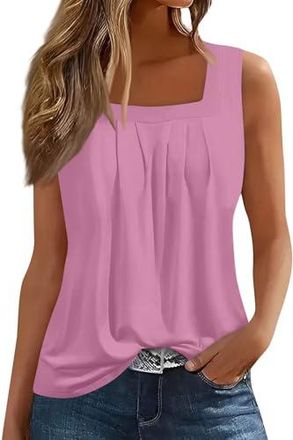 Generic Debardeur Femme Chic et &eacute;l&eacute;gant Chemisier sans Manche D&eacute;bardeur Crop Top Ete Haut Chic et Elegant Caraco Vetement Femme Tee Shirt sans Manche Fluide A