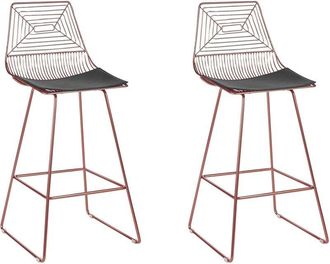 Beliani Beliani - Lot de 2 Chaises Design de Bar en Métal Rose Doré et Assise Cuir pu Bisbee