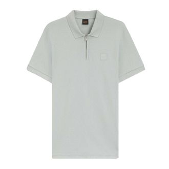 HUGO BOSS Poloshirt f&uuml;r Herren, mit kurzem Rei&szlig;verschluss (Silber)