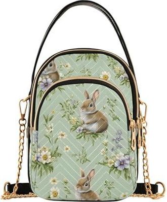 Mnsruu Sac à bandoulière pour femme - Lapin de Pâques - Joli oeuf de lapin - Lavande - Petit sac à bandoulière - Sac à main avec sangle réglable