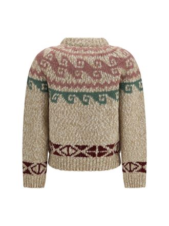 Moncler Geometric Jacquard Merino Wool Sweater - Beige