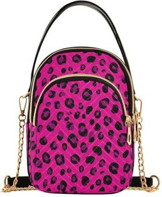 Mnsruu Petit sac &agrave; bandouli&egrave;re amusant en cuir imprim&eacute; l&eacute;opard noir pour femme