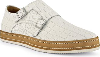 Rosso E Nero Herren Monkstraps wei&szlig; Leder gepr&auml;gt