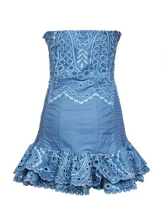 Charo Ruiz Ibiza Womens Mini Bustier Dress Salty Light Blue Cotton