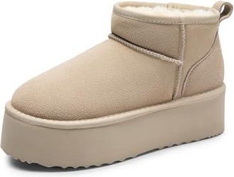 Dream Pairs Bottes de Neige pour Femmes Classiques Botte de Hiver Confortable et Chaud Mini-Bottes à Plateforme FuzzyClassic,Size 38.5,Sable,SDSB2427W