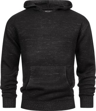 Indicode Herren INLedger Strickpullover mit Kapuze | Herrenpullover Pulli Hoodie Cardigan M&auml;nner Black, L