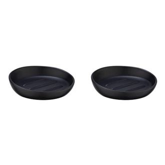 WENKO Seifenablage Badi Schwarz, hochwertige Keramik mit Matter Oberfl&auml;che, Seifenschale in Schlichter, einfacher Form, 3 x 11.5 x 11.5 cm (Packung mit 2)