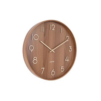 Karlsson Wanduhr Pure - Dunkel - &Oslash;40cm - Rund - Lindenholz - Wanduhr Modern Wohnzimmer - Wanduhren