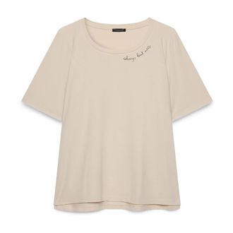 Fiorella Rubino Baumwoll-T-Shirt mit Schriftzug - - Tops - Damen - Wei&szlig; - XS