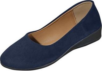 Generic Chaussures &agrave; enfiler d&eacute;contract&eacute;es &agrave; talon compens&eacute; pour femme - &Eacute;l&eacute;gantes et classiques - Couleur unie - Bout rond - L&eacute;g&egrave;res et confortables - Pour l