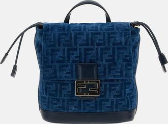 Fendi Rucksack Aus Denim Mit Flockdruck Ff