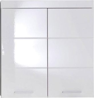 Trendteam Trendteam - AmandaMandoBea Armoire murale de rangement pour salle de bain, 2 portes, blanc, blanc brillant