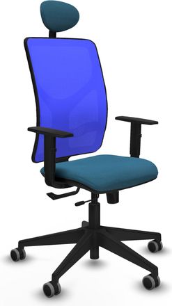 Piqueras y Crespo B&uuml;rostuhl mit hoher R&uuml;ckenlehne, mit 1D-Armlehnen, h&ouml;henverstellbare Lendenwirbelst&uuml;tze und festes Kopfteil, ausgestattet mit Syncro/Traslack und Schn