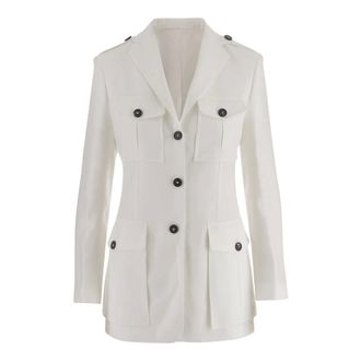 Tagliatore Femme, Vestes, Blanc, Taille: 42 FR Veste en Lin Crois&eacute;e