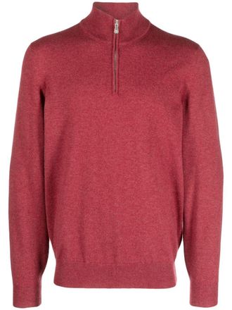 Brunello Cucinelli pull en cachemire &agrave; col zipp&eacute; - Rouge