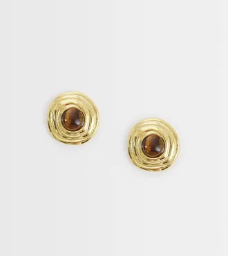Orelia Spiralf&ouml;rmige Ohrstecker mit 18-Karat-Vergoldung und Tigerauge-Detail