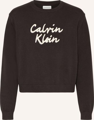 Calvin Klein Sweatshirt Mit Glitzergarn schwarz