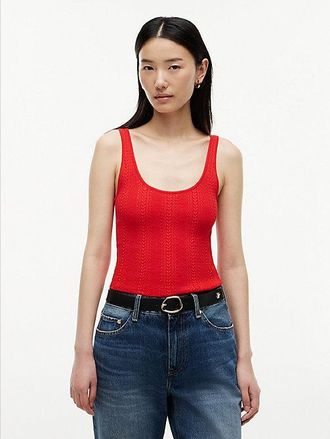 Tommy Hilfiger D&eacute;bardeur slim motif pointelle d&eacute;collet&eacute;