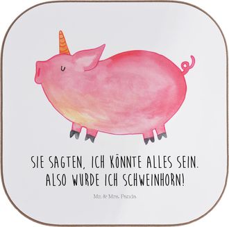 Mr. & Mrs. Panda Untersetzer für Gläser Einhorn Schwein - Geschenk, Tassenuntersetzer, Unicorn, Tischuntersetzer, Spruch, English, gläseruntersetzer, unterleger, Coast