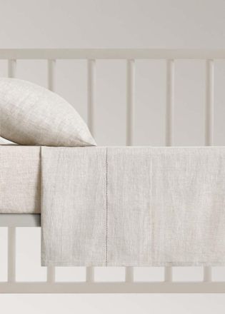 Mango Drap plat berceau lin lav&eacute; ajour&eacute; beige - Home - 100x150cm - MANGO HOME