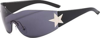 Generic Lunettes de soleil tendance punk 2026 2024 pour homme et femme - Lunettes de soleil tendance enveloppantes - Décoration détoiles - Lunettes UV400, c1,