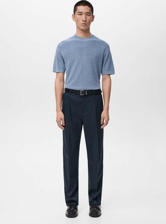 Mango T-shirt maille coton bleu porcelaine - Homme - XL - MANGO MAN