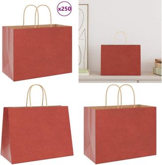 vidaXL Vidaxl - Papiertragetaschen 250 Stk. mit Henkeln Rot 32x17x25 cm