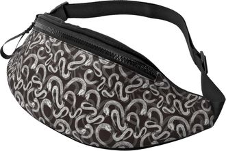 Generic Lauftasche Verstellbarer G&uuml;rteltasche Abstrakte Minimalistische Schlange Wei&szlig; Stylisch Bauchtasche F&uuml;r Outdoor Camping Spazieren 14X35Cm