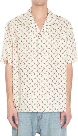 Valentino Garavani Homme, Chemises, Beige, Taille: M Cherryfic Camp Collar Shirt