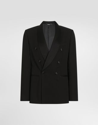 Dolce & Gabbana Doppelreihige Smokingjacke Aus Techno-gabardine - Mann Collection Schwarz 48