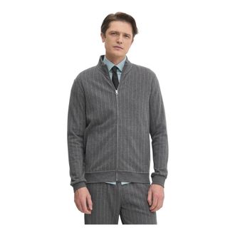 Hackett Gestreifter Rei&szlig;verschluss-Pullover - - Sweatshirts & Hoodies - Herren - Grau - 2XL