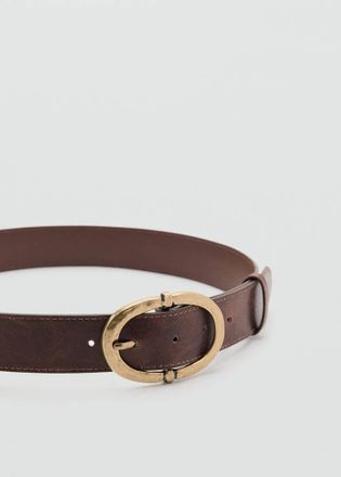 Mango Ceinture boucle m&eacute;tallique textur&eacute;e marron - Femme - XL - MANGO