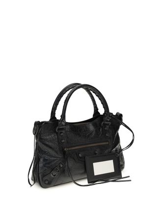 Balenciaga Womens City First Shoulder Bag Black Lamb Ovis Aries Aries; Cotton