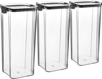 Argon Tableware Frischhaltedosen - 1,8 l - Schwarz - 3 Stück - transparent, luftdicht, wiederverwendbar, stapelbar, für den Gefrierschrank, für die Zubereitung von Ma