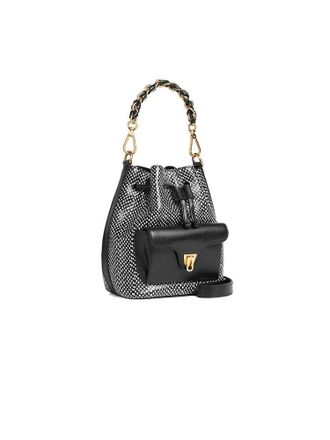 Coccinelle Womens Handbag Black-Black Calf Split Leather Bags - Handbags Black/black
