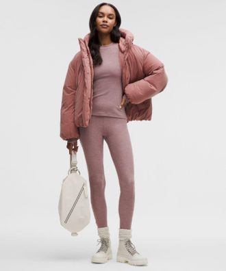 lululemon Waffle-Knit High-Rise Base Layer Leggings 28 f&uuml;r Frauen - Gr&ouml;&szlig;e 2XS in Heathered Twilight Rose