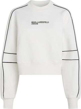Karl Lagerfeld Karl Lagerfeld Jeans Relaxed Crop Piping Sweat, Women, White, Sweatshirt