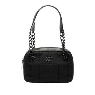 Chanel Sac bandouli&egrave;re matelass&eacute; en coton Pre-owned - Femme - Pre-owned - Noir - Taille: ONE Size